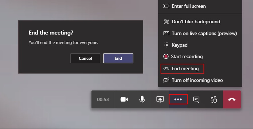 Teams Meetings: HOW-TO End the meeting for everyone – IDEA Public ...