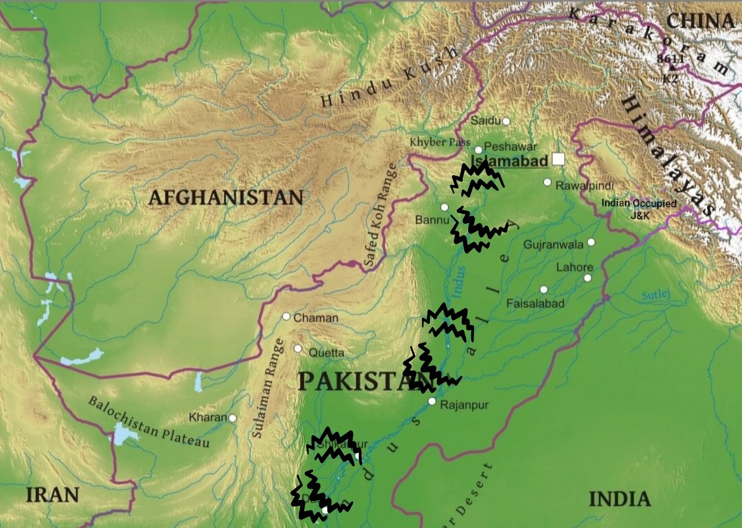 Kirthar Range Map
