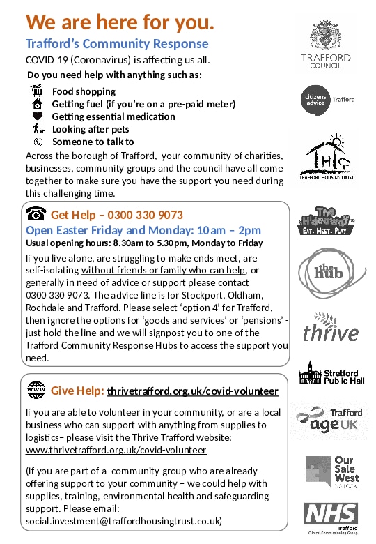 Trafford Council On Twitter Our Community Response Line Is Open