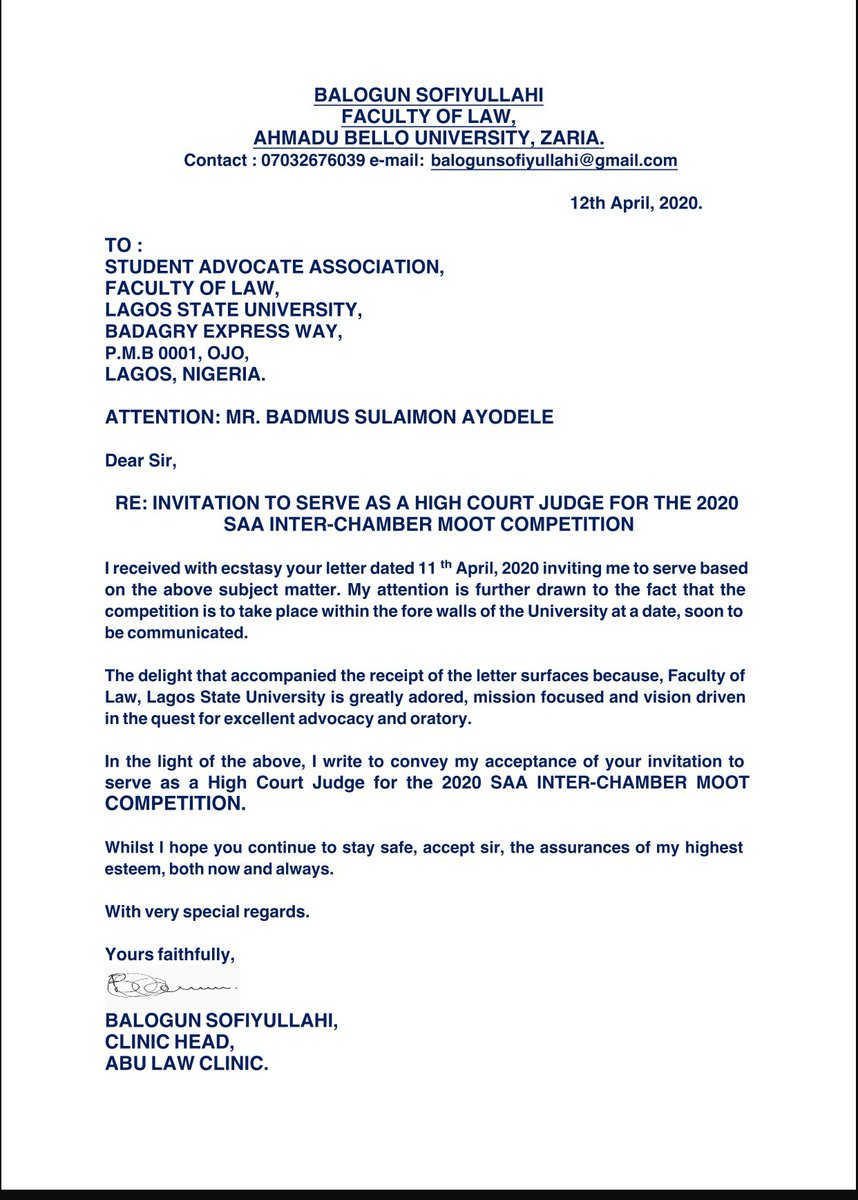Judge Letter Invitation