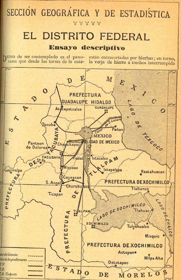 Mapa del Distrito Federal del almanaque Bouret de 1897. Noten como ...