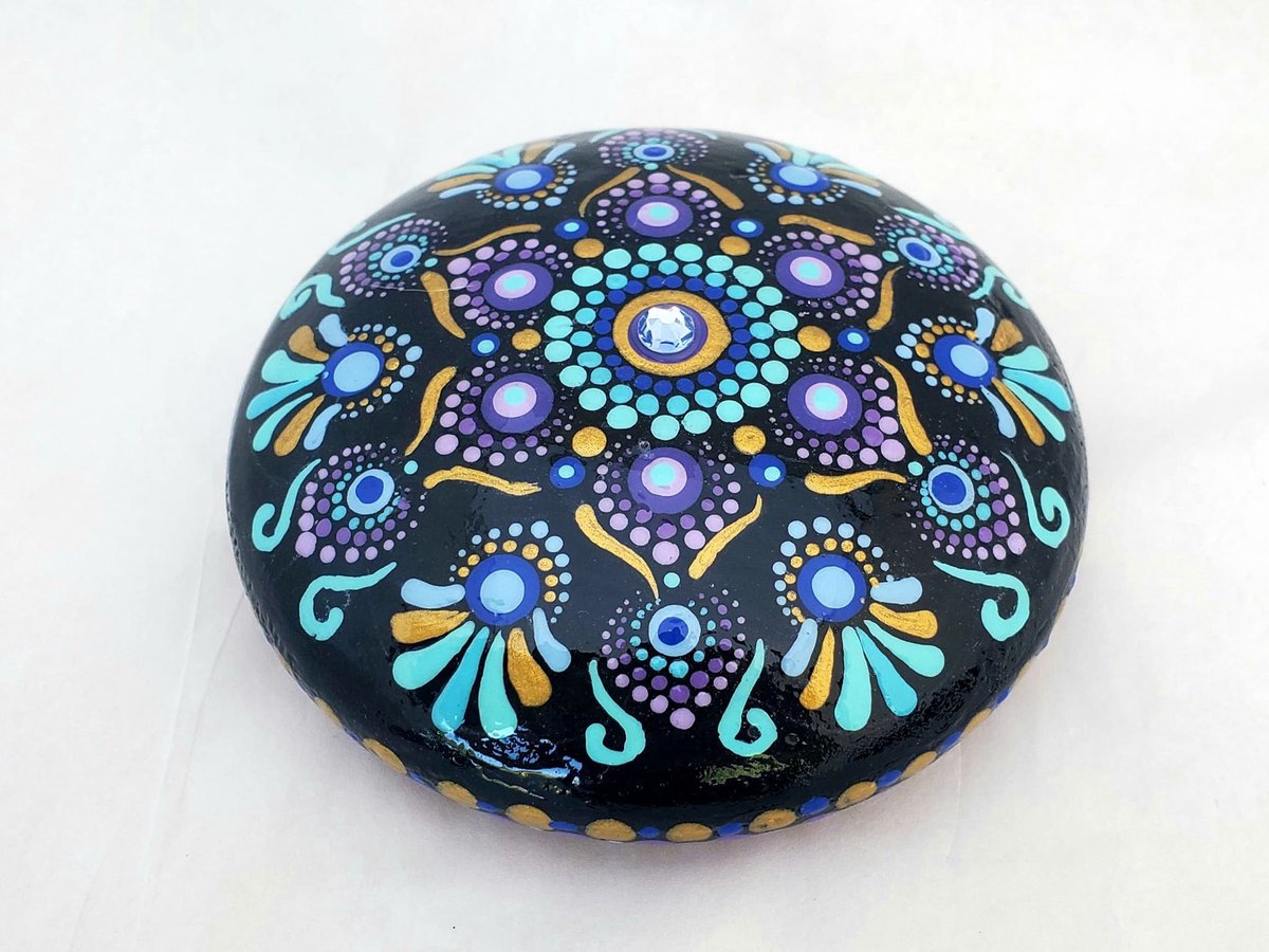 Painting Mediation Rock Mandala Painted Rocks- Hand Painted Mandala Dot ...