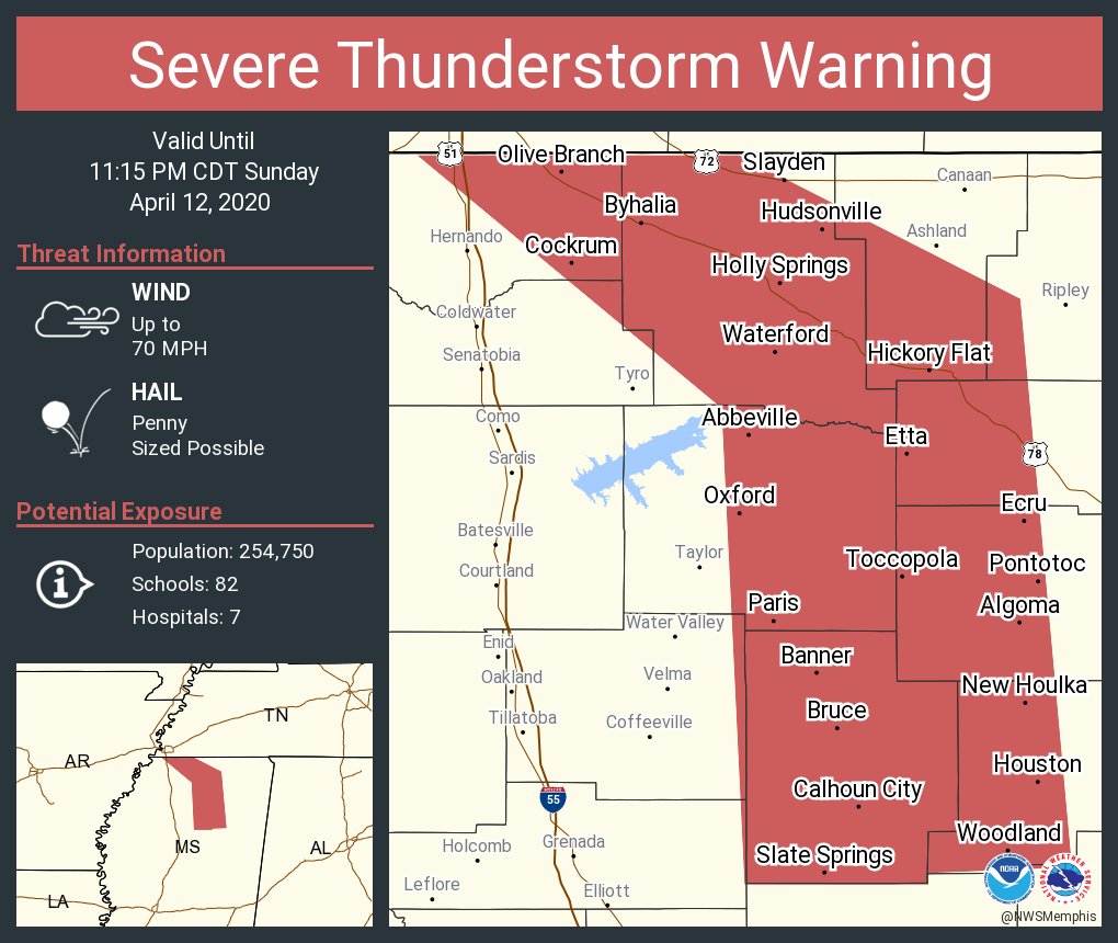 Severe Thunderstorm Warning continues for Southaven MS, Olive Branch MS ...