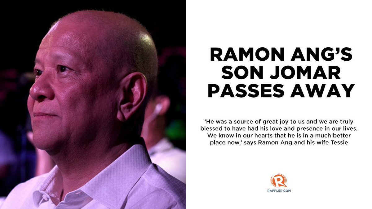 Billionaire Ramon Ang’s son Jomar has passed away. Jomar is the chief ...