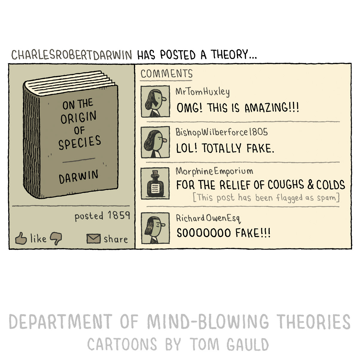 「my cartoon for yesterday's @guardianreview #library p.s. m」Tom Gauldの漫画
