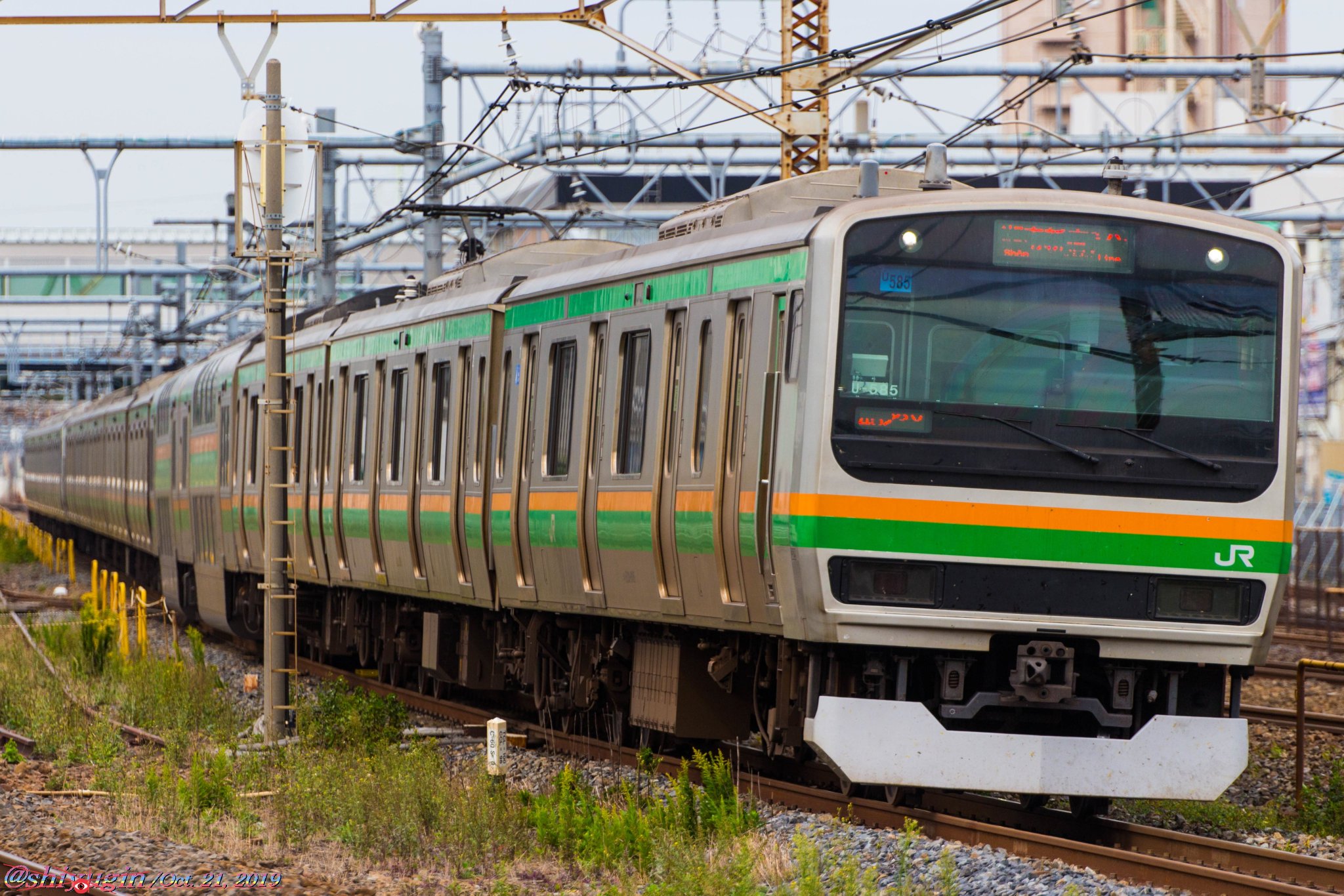 写ゆぎん on Twitter: "2019/10/21 4523Y 普通 逗子行 E231系ﾔﾏU585+E233系ｺﾂE58編成 2543Y 普通 逗子行 E233系ﾔﾏU627+E231 ...