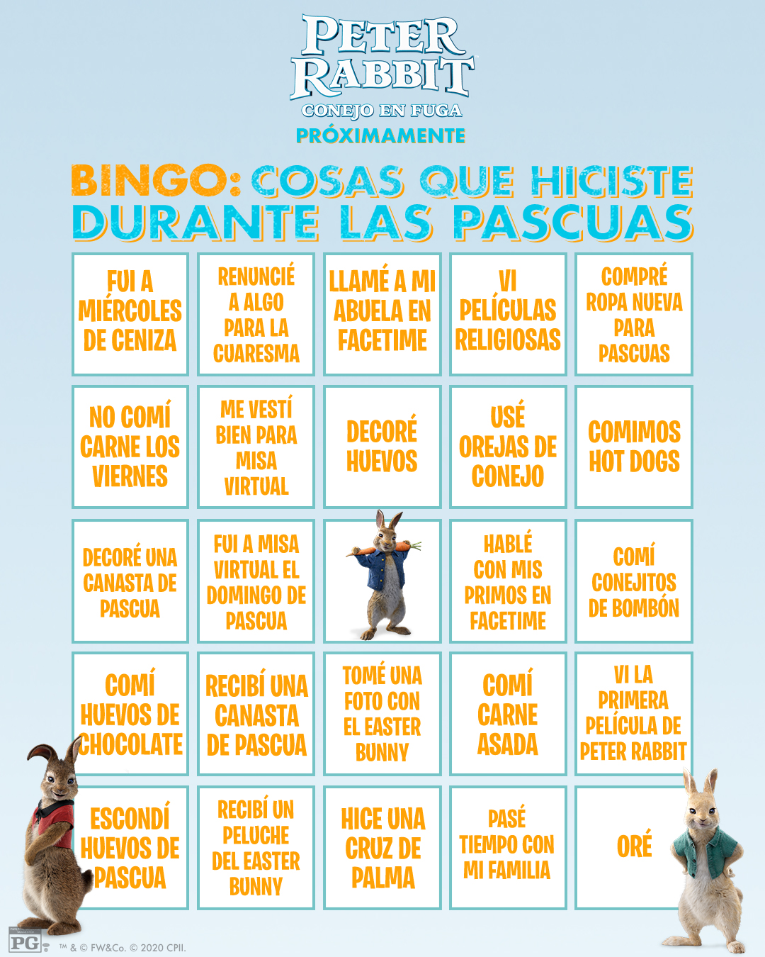 SonyPicturesPanama on Twitter: "¡BINGO! 🐰😁 ¡Imprime la tarjeta y ...