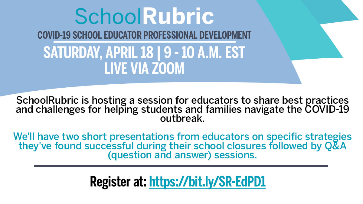 SchoolRubric on Twitter: "Join us this Saturday, April 18 from 9-10 AM ...