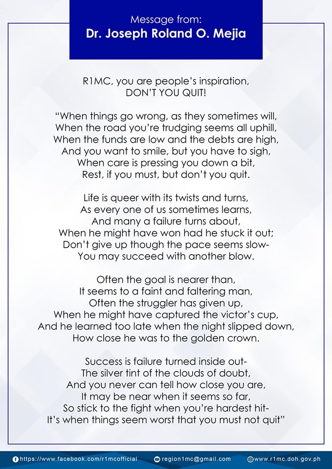 READ: Dr. Joseph Roland O. Mejia, Medical Center Chief II message to ...