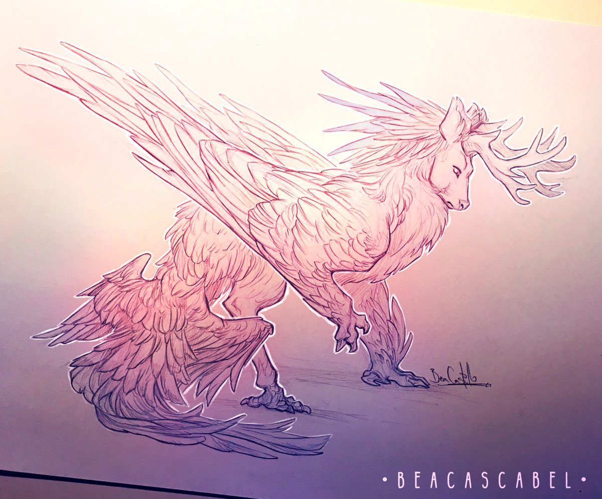 Peryton" (deer + bird) · #creatuanary #」|🌿 Bea 🌿のイラスト