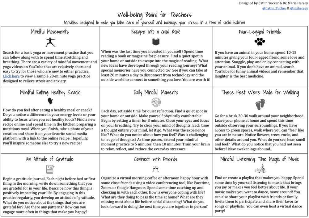George Couros on Twitter: "Health and Wellness Choice Boards for ...