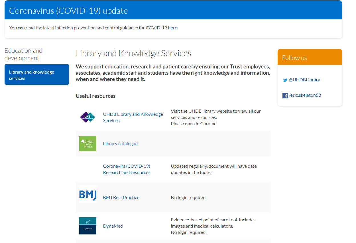 UHDB Library & Knowledge Service on Twitter: "Our COVID-19 key resources list has been updated ...