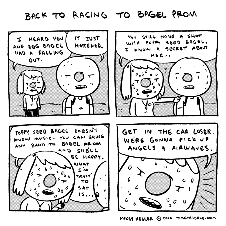 「i drew a comic about a bagel falling out 」Mikey Hellerの漫画