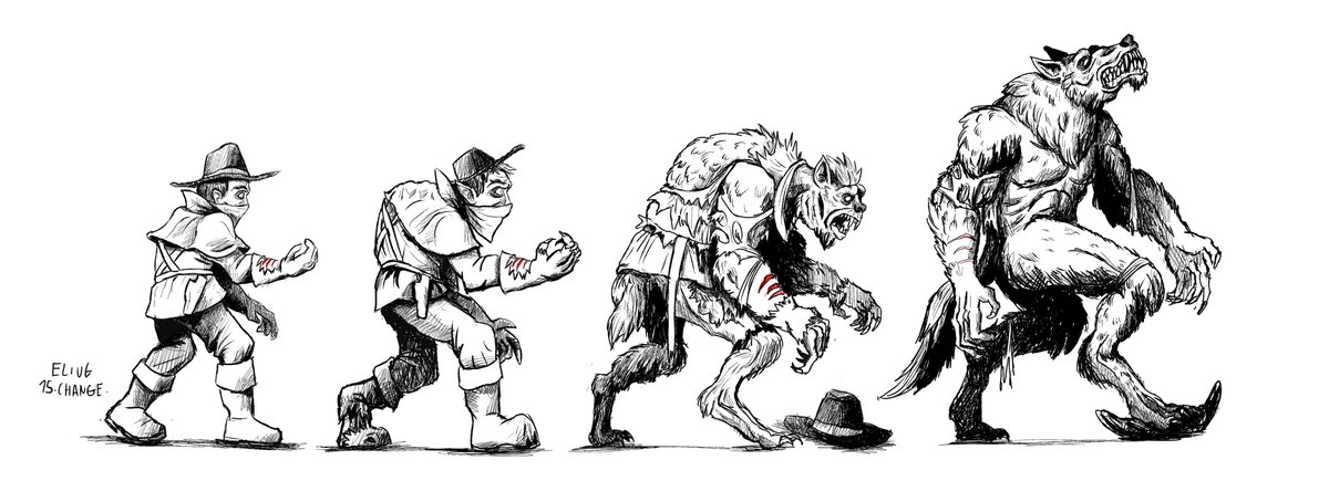 Werewolf Transformation Drawings