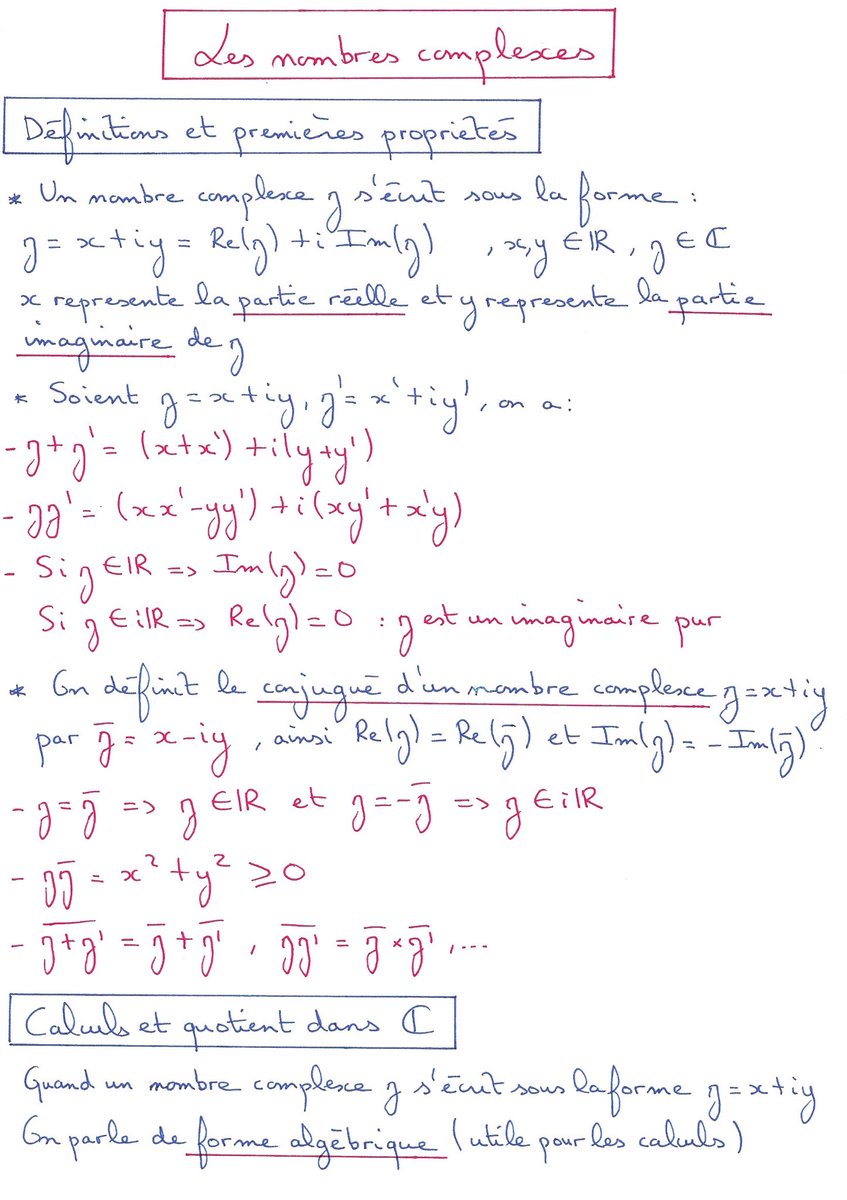 nombres complexes fiche résumé