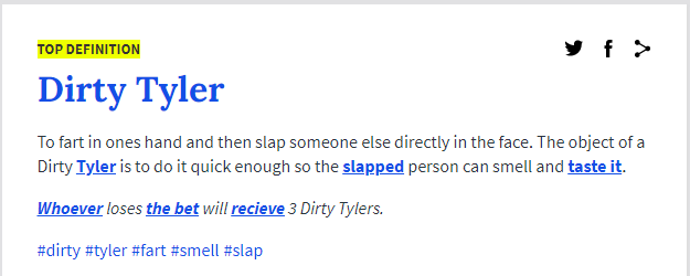 Urban Tyler In The Dictionary