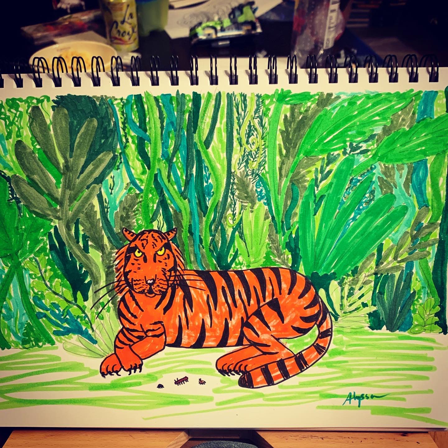 Tiger In The Jungle Drawing