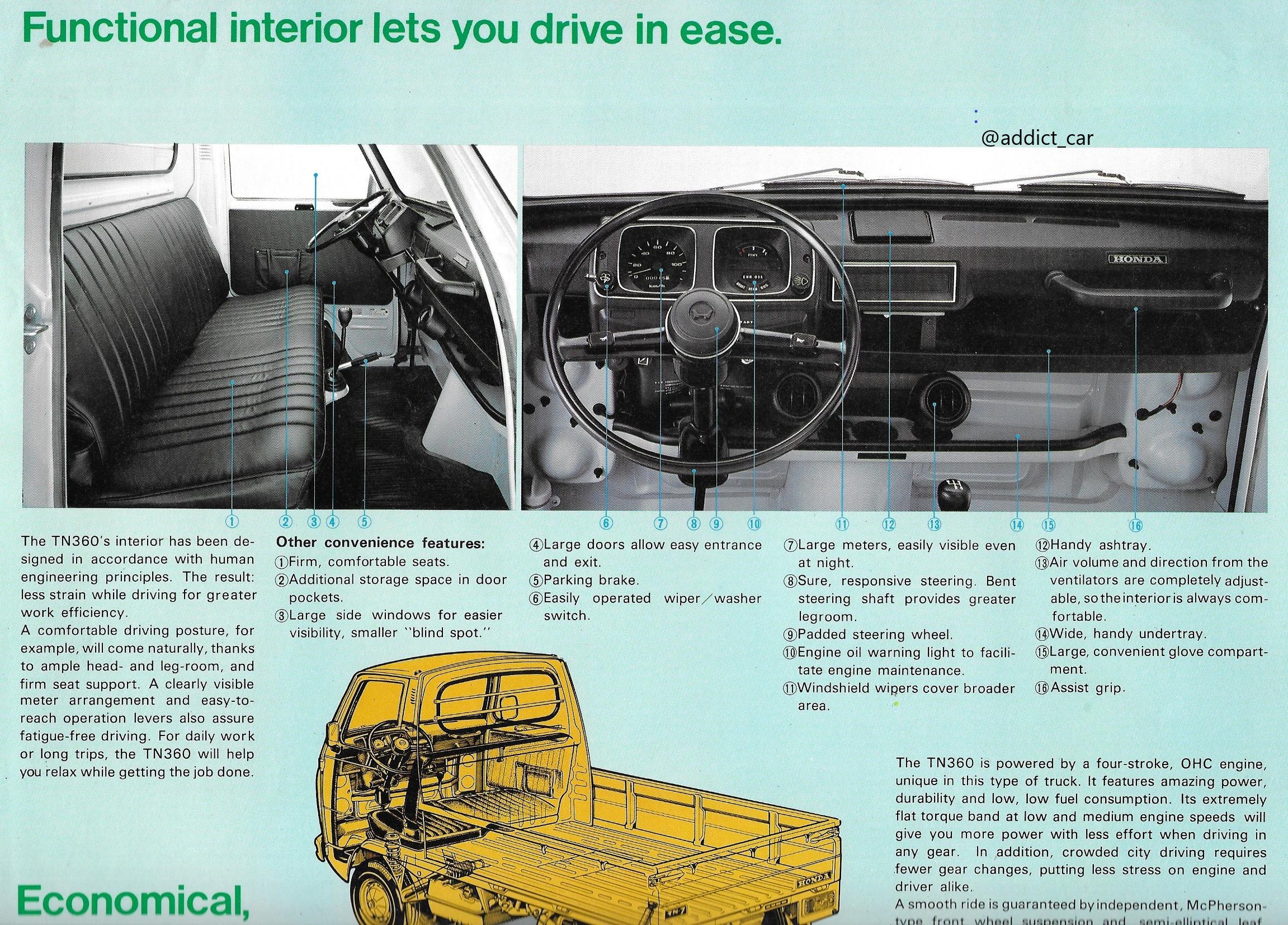 Car Brochure Addict on Twitter: "With its stacked quad headlights, the Honda TN360 stood out in ...