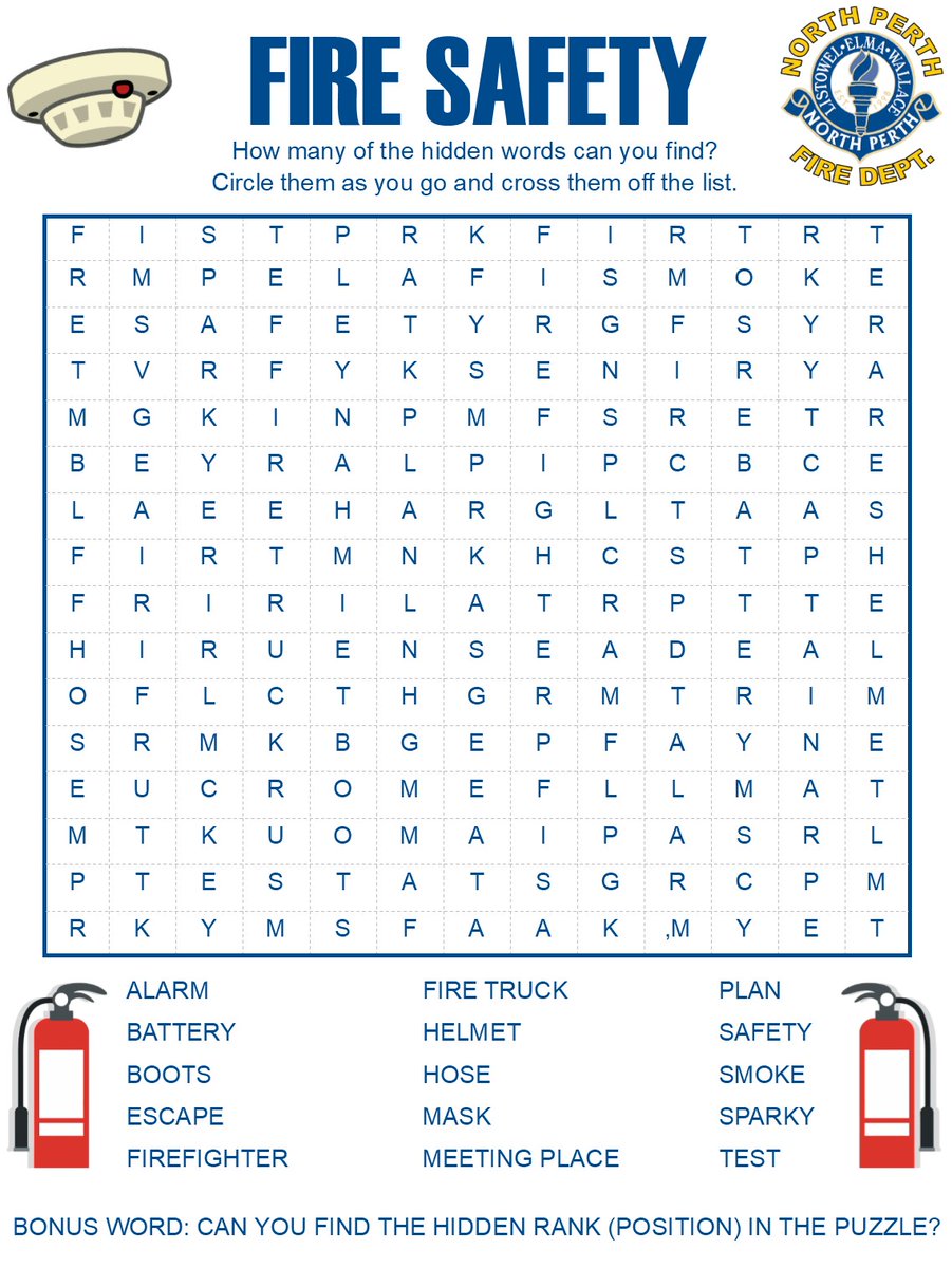 Fire Safety Word Search