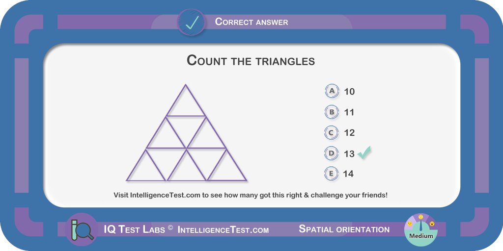 IQ Test Labs on Twitter: "Spatial orientation - Triangles Count the ...