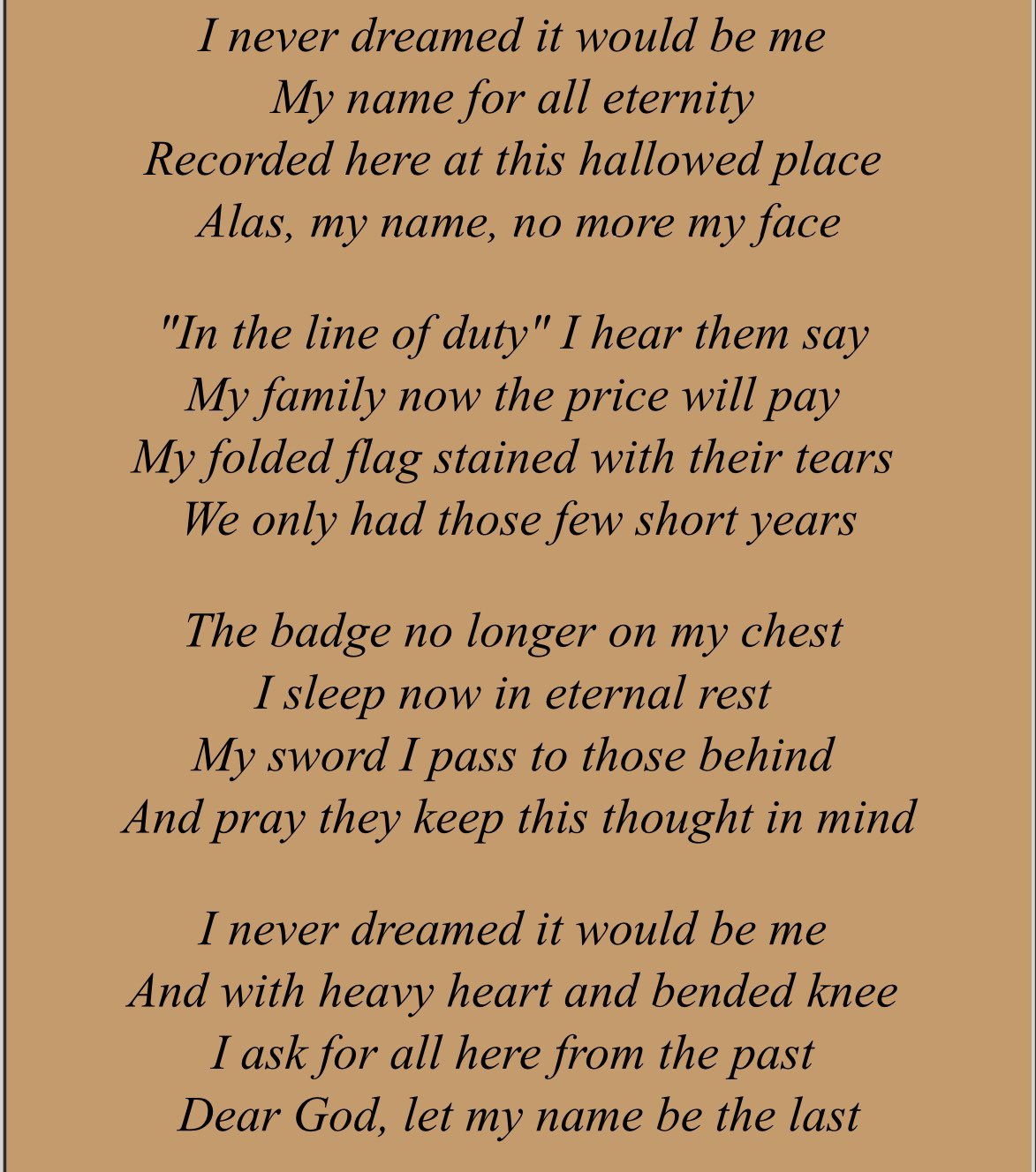 Poems Honoring Police Officers