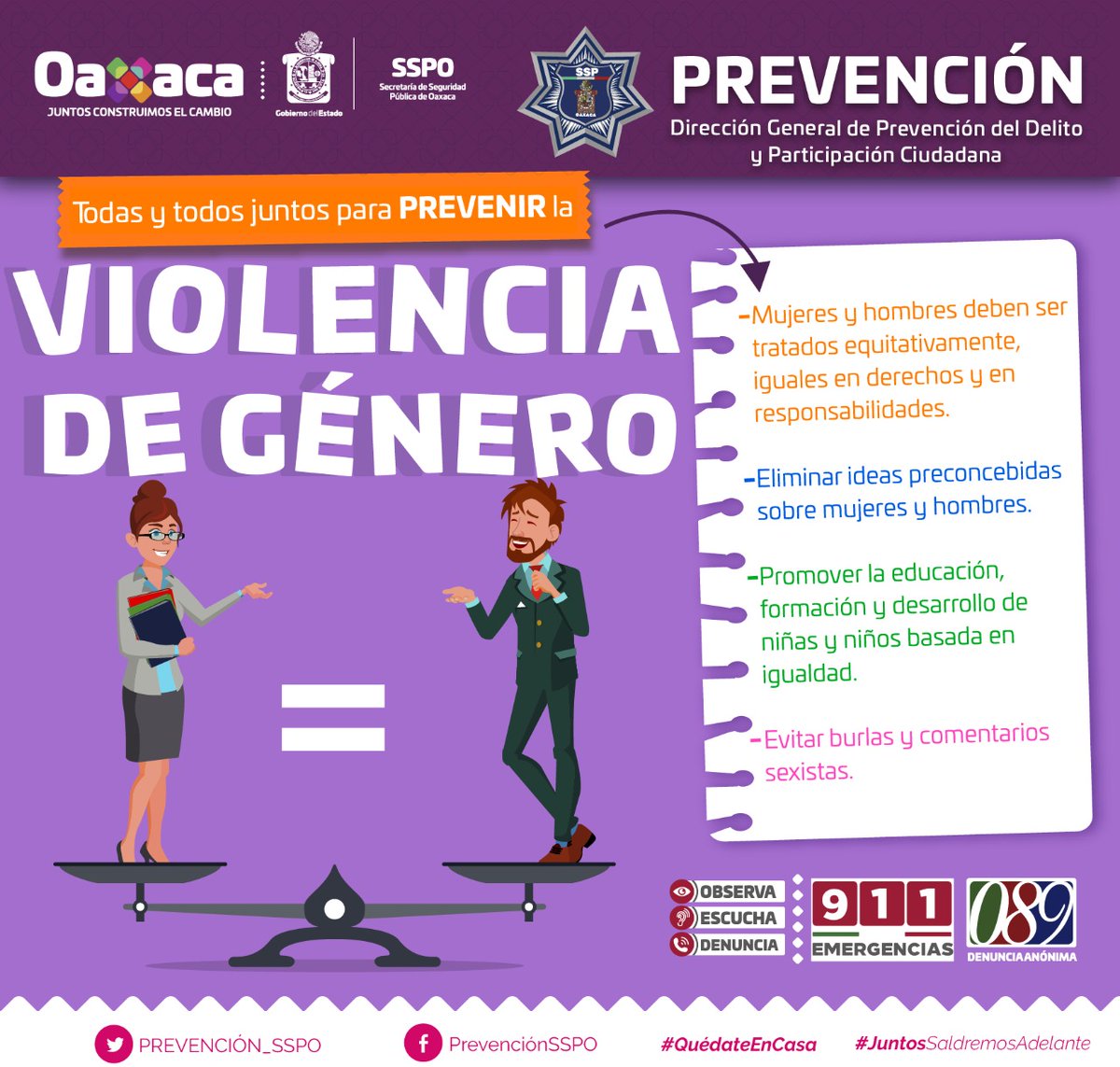 Prevención SSPO on Twitter: "Prevenir la violencia de género es tarea ...