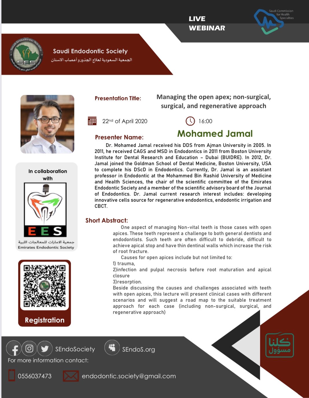 Saudi Endodontic Society on Twitter: "We are happy to announce our upcoming collaboration with ...
