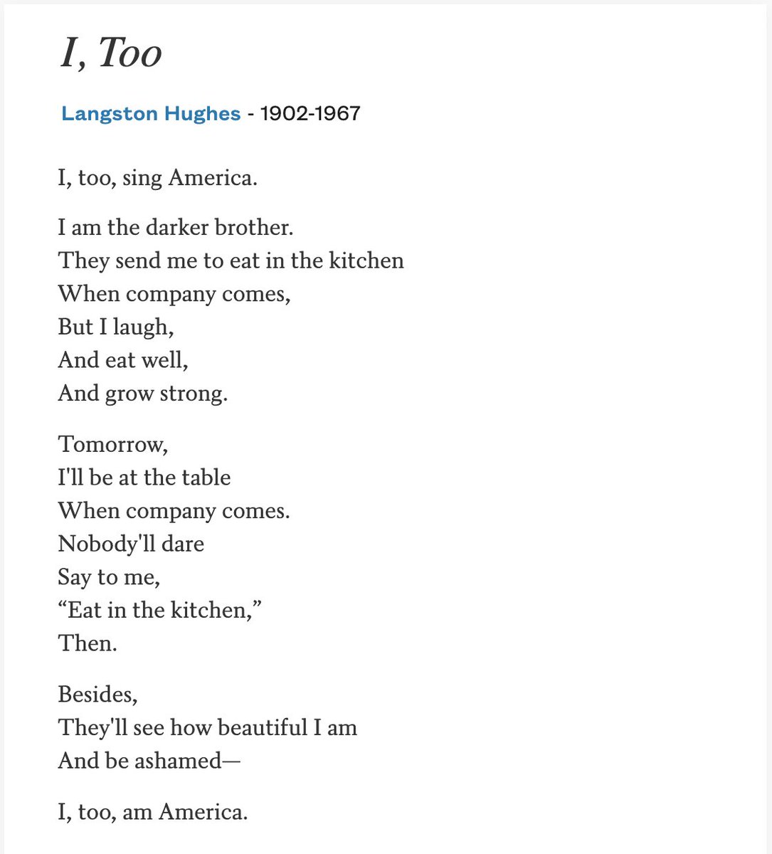 Langston Hughes Poems I Too