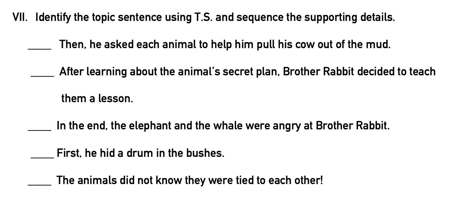 Identifying Topic Sentences Worksheets Identify The Topic Sentence