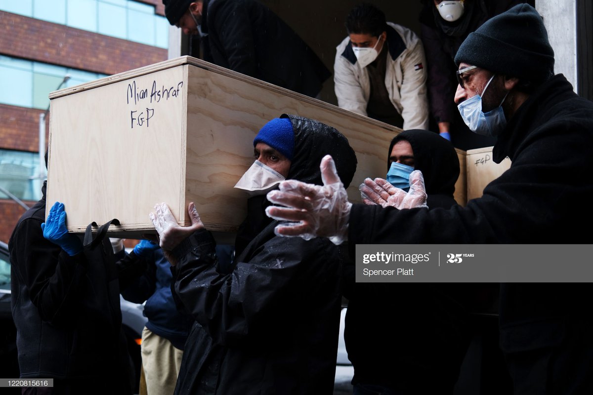 Muslim men participate in a brief funeral prayer service at a busy ...