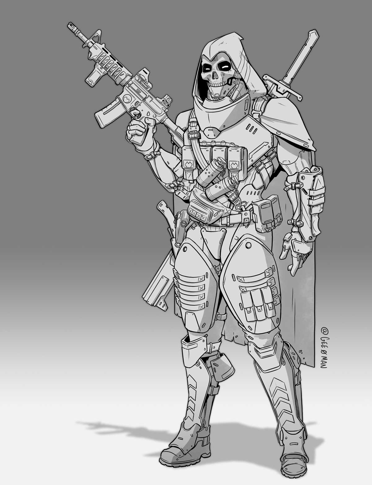 Cyborg Ninja Drawing