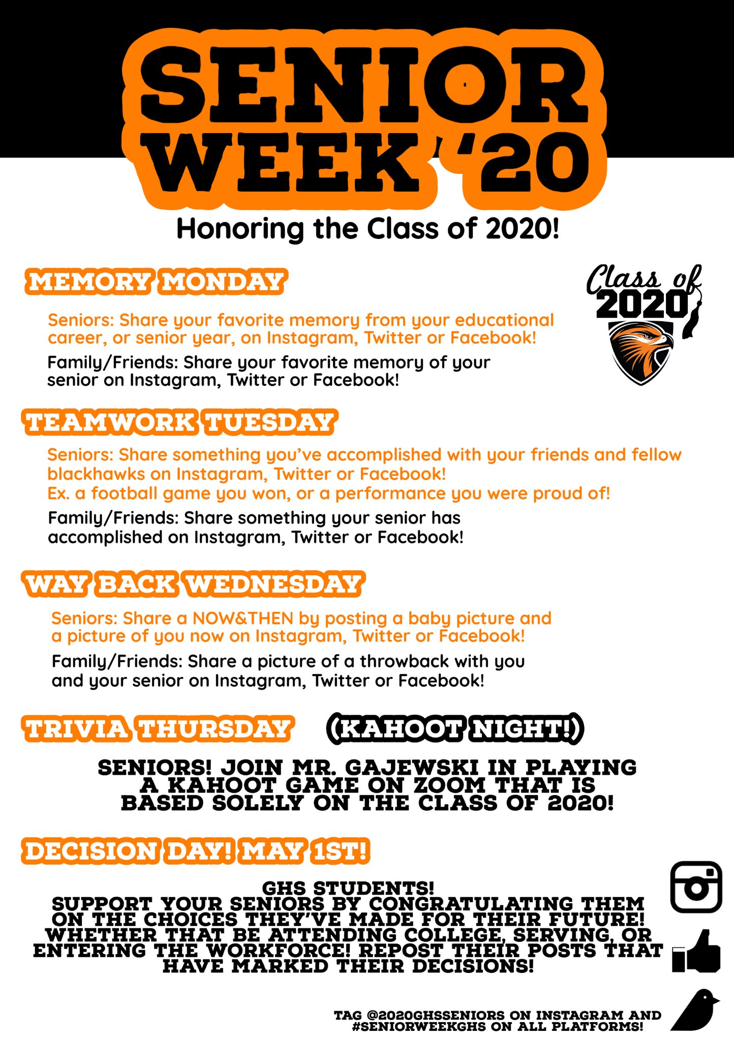 High School Senior Activities Tentative Senior Calendar Of Events