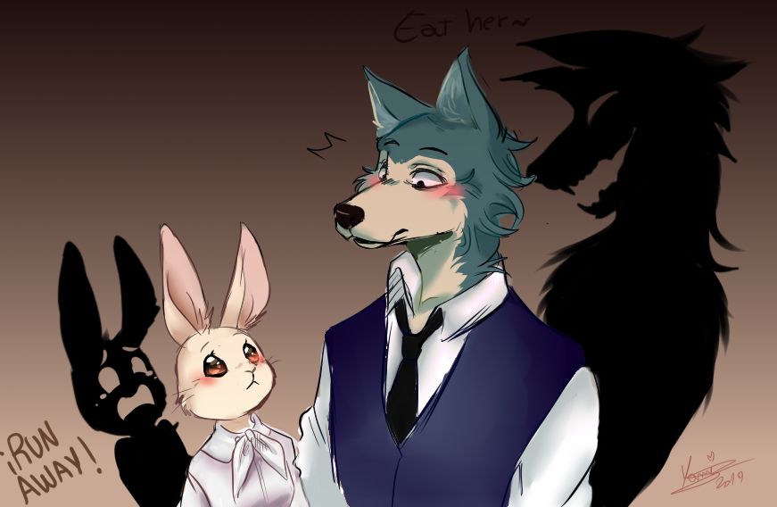 The Big ImageBoard (TBIB) - 2019 anthro beastars blush brown background brown eyes canid canine ...