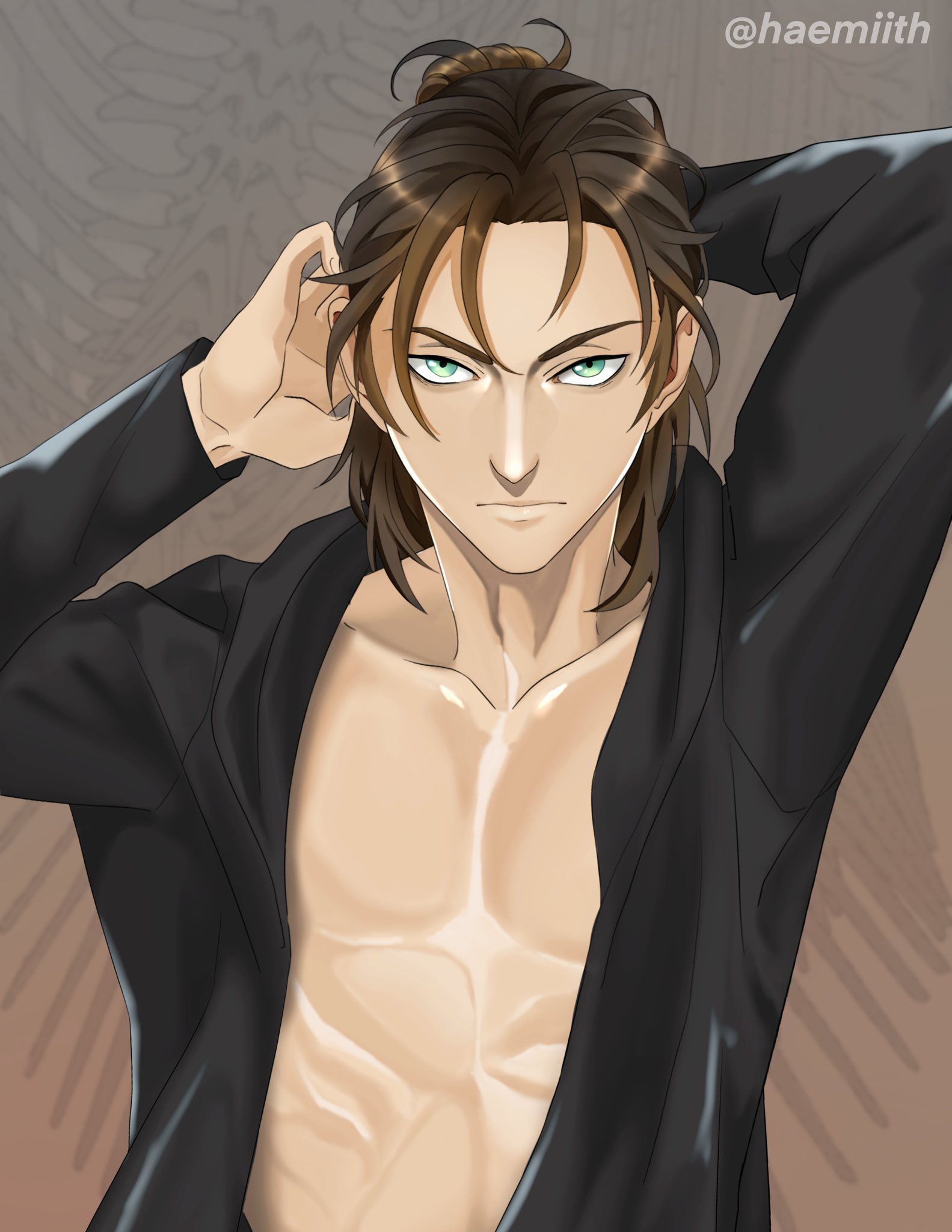 hami 」 on Twitter: "Wanted to draw man bun Eren too 😩 (Click to view chest/abs or smthn I worked ...