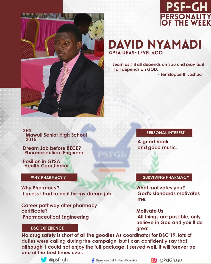 Pharmaceutical Students' Federation-Ghana on Twitter: "Meet our Personality of the The Week!🤗 ...