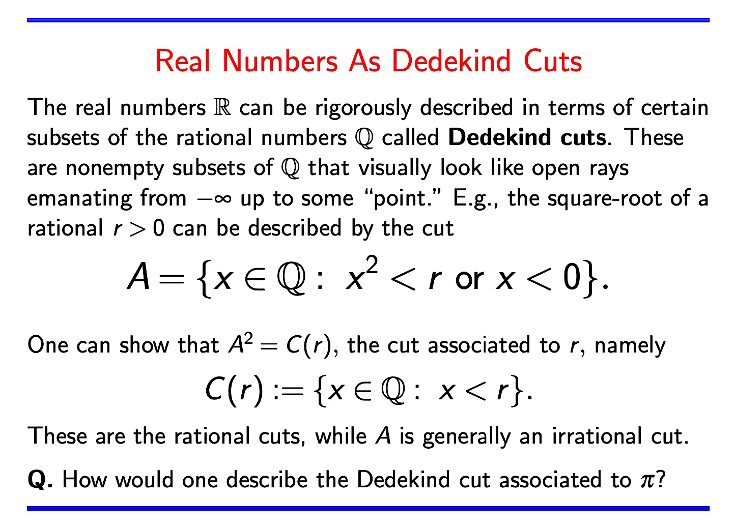 Subsets Of Real Numbers