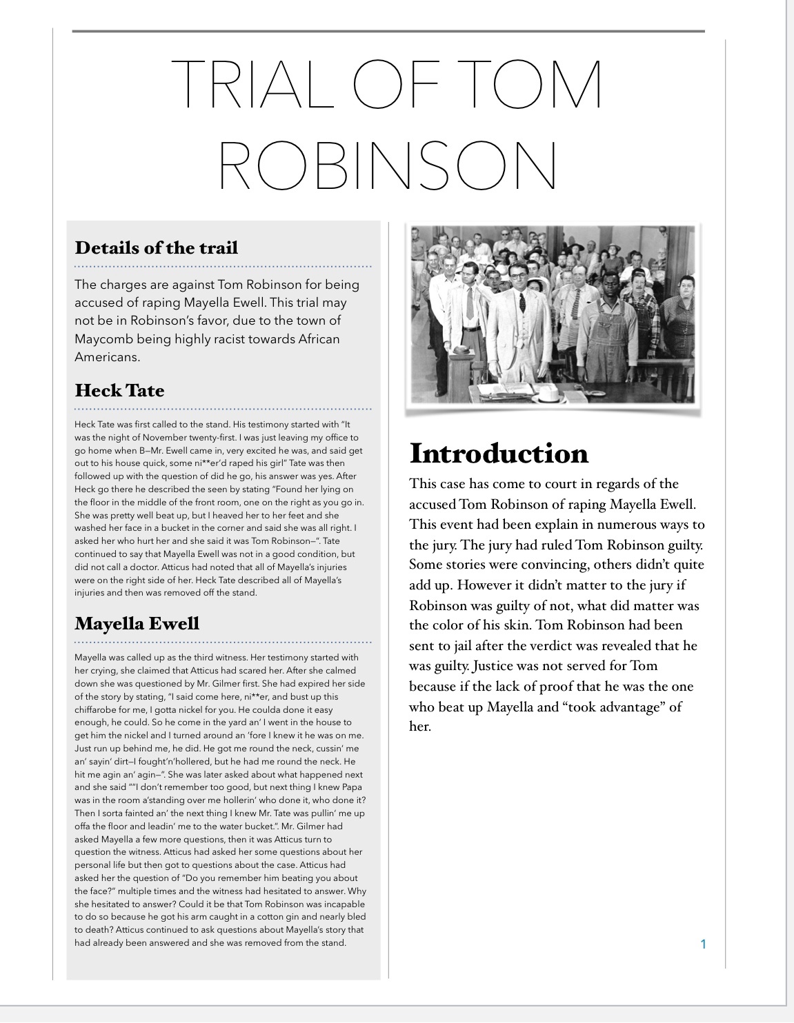 To Kill A Mockingbird Newspaper Project