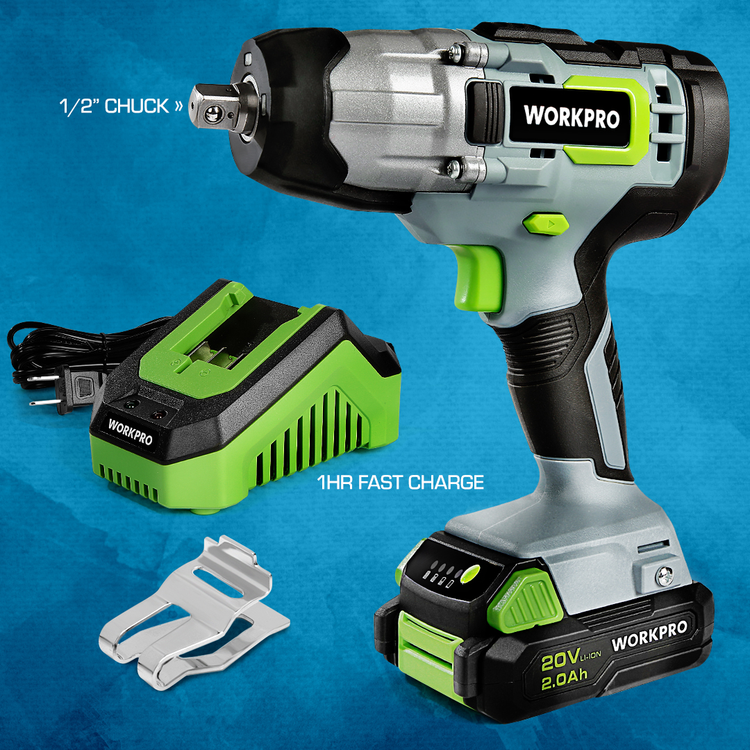 WORKPRO® Tools on Twitter: "Our 𝗡𝗘𝗪 20V Cordless Impact Wrench provides 320ft-lb MAX torque and ...
