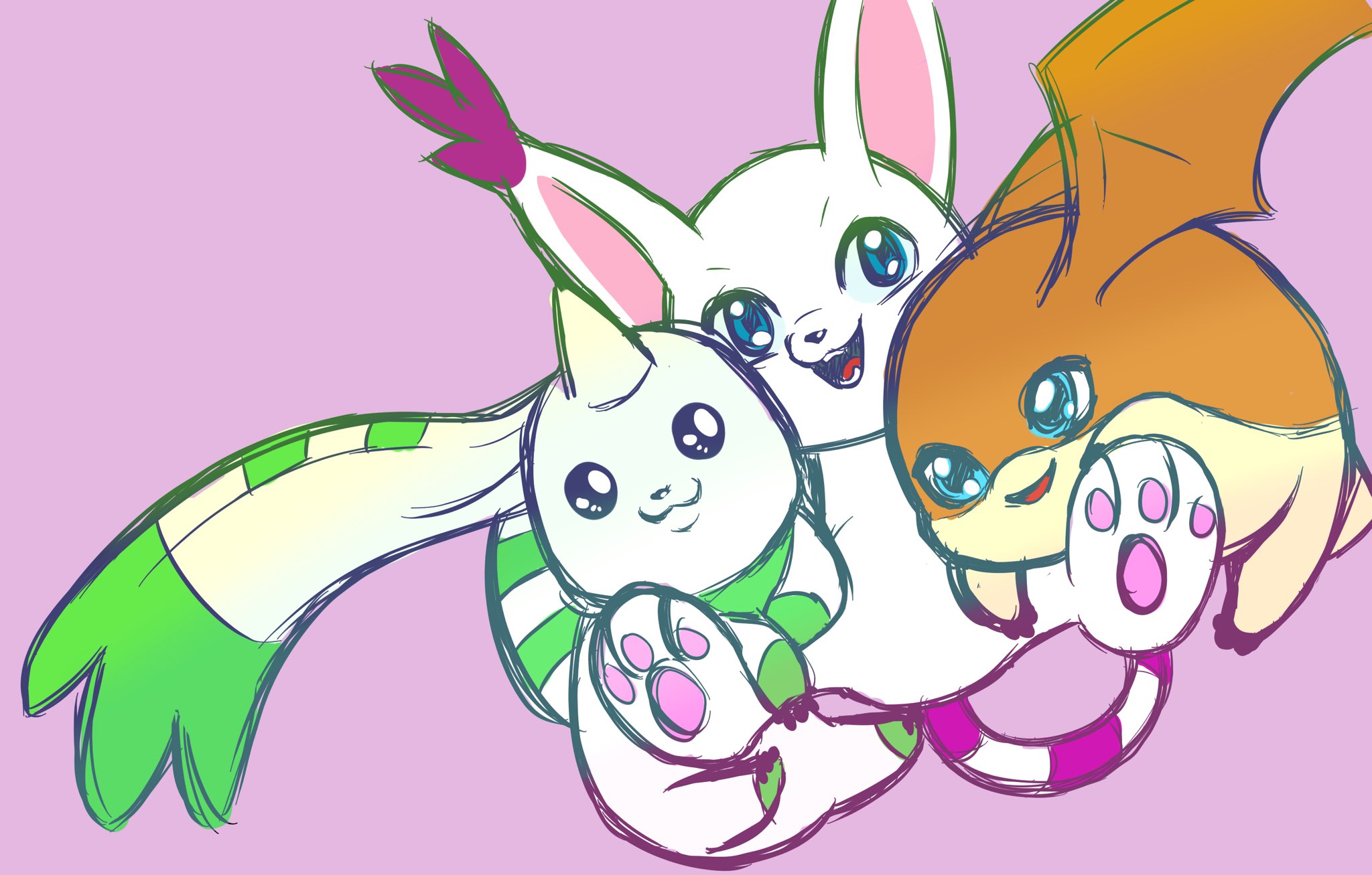Digimon Gatomon And Patamon