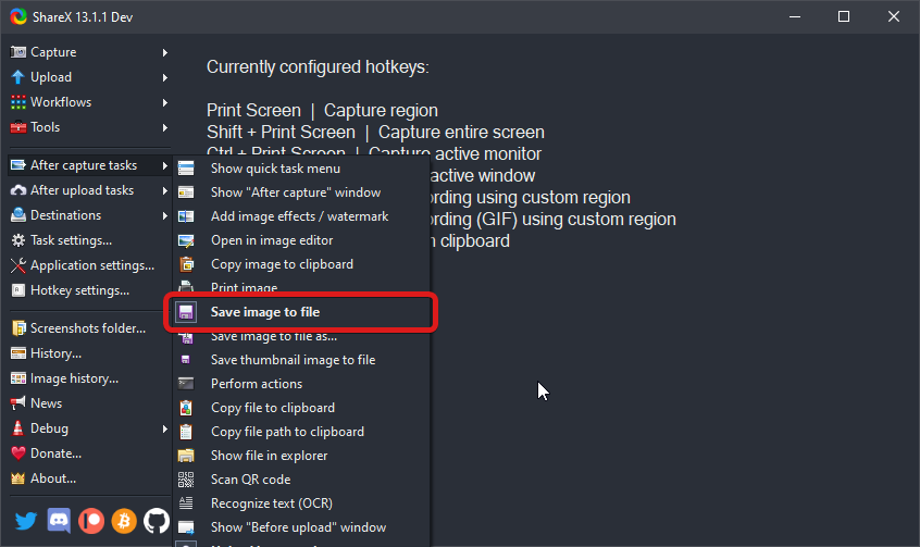 ShareX on Twitter: "If you disable all the after capture tasks, it shows the temporary filename ...