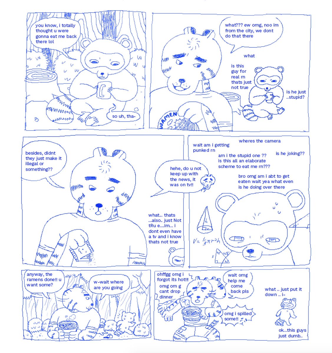 「himbo tiger goes camping and befriends everyone he is suppos」jie enの漫画