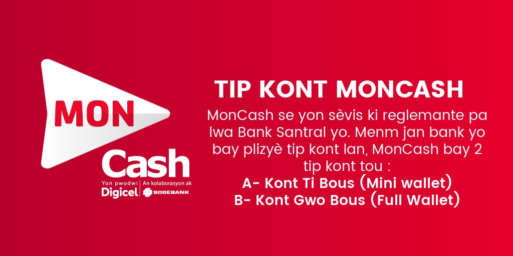 Digicel Haïti on Twitter: "Ki tip kont MonCash ou gen nan men w? Yon kont Ti Bous oubyen yon ...
