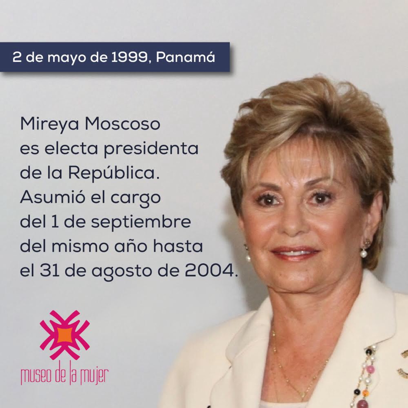 Museo de la Mujer on Twitter: "Mujeres en el poder 🗣️ El 2 de mayo de 1999, Mireya Moscoso fue ...