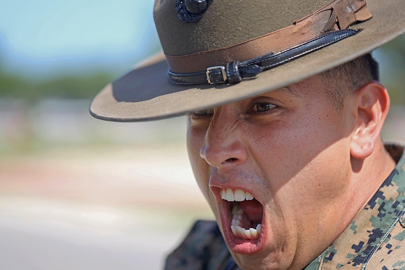 Marine Drill Instructor Screaming