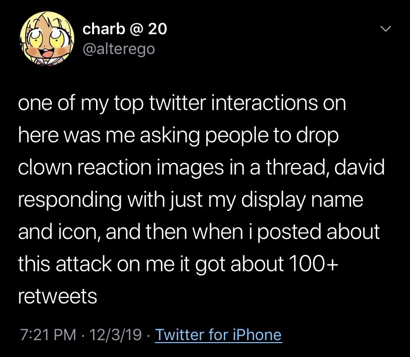 char | 理恵 on Twitter: "if you want a certified Twitter Clown(TM) to represent themselves as ...