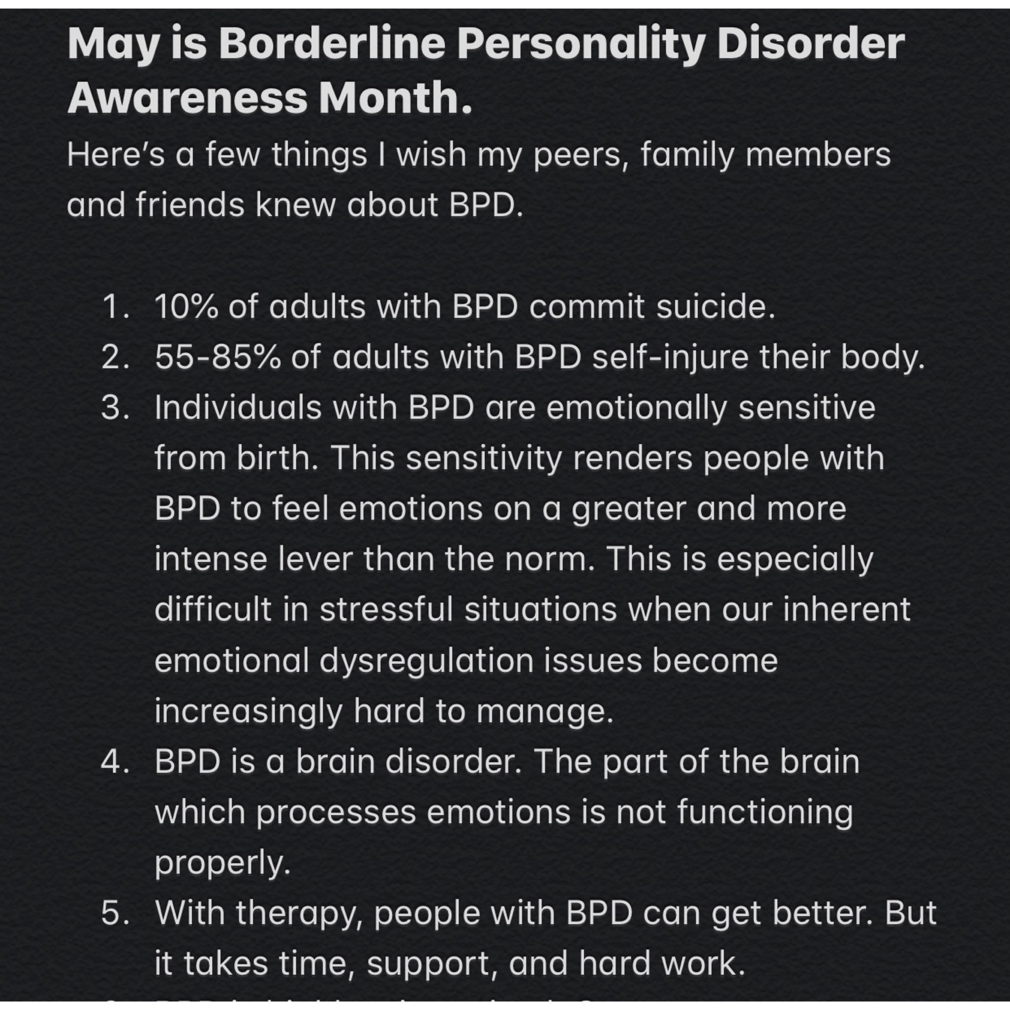 Borderline Personality Disorder Awareness
