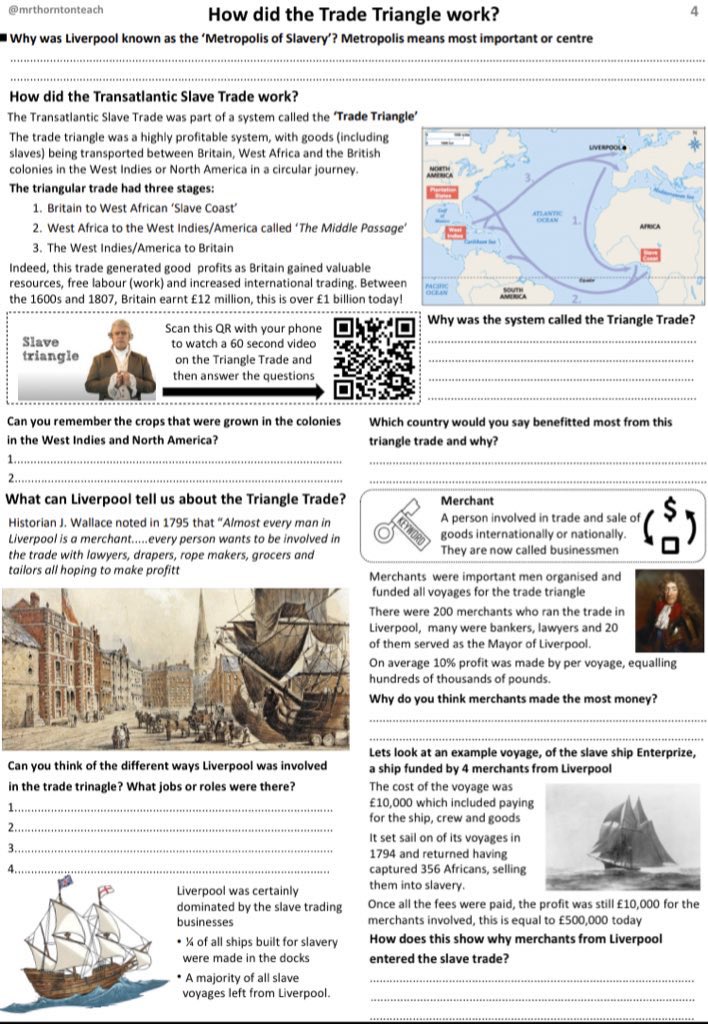 Greg Thornton on Twitter: "Lesson 2 looks at the triangle trade, both ...