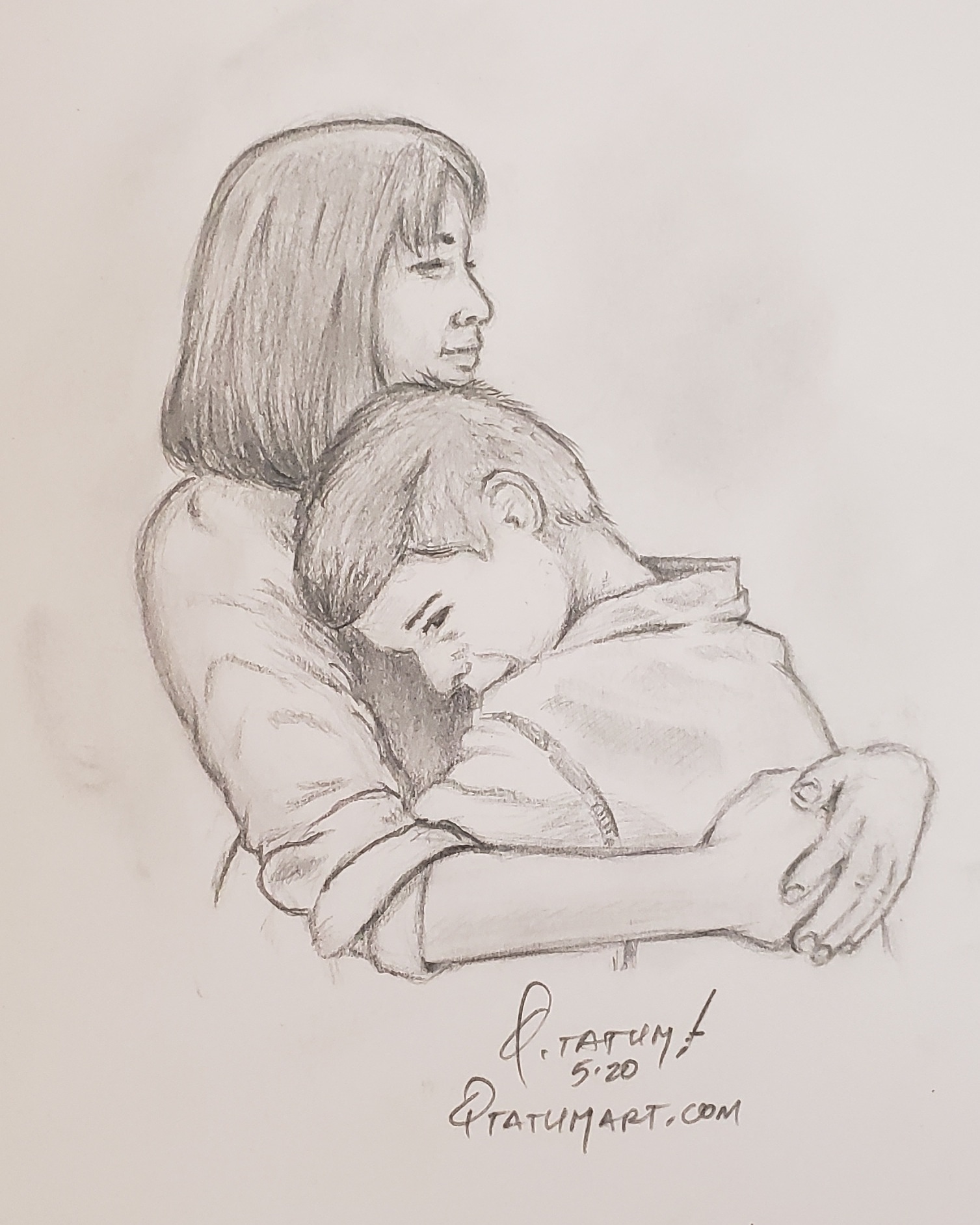 Mother And Son Drawing