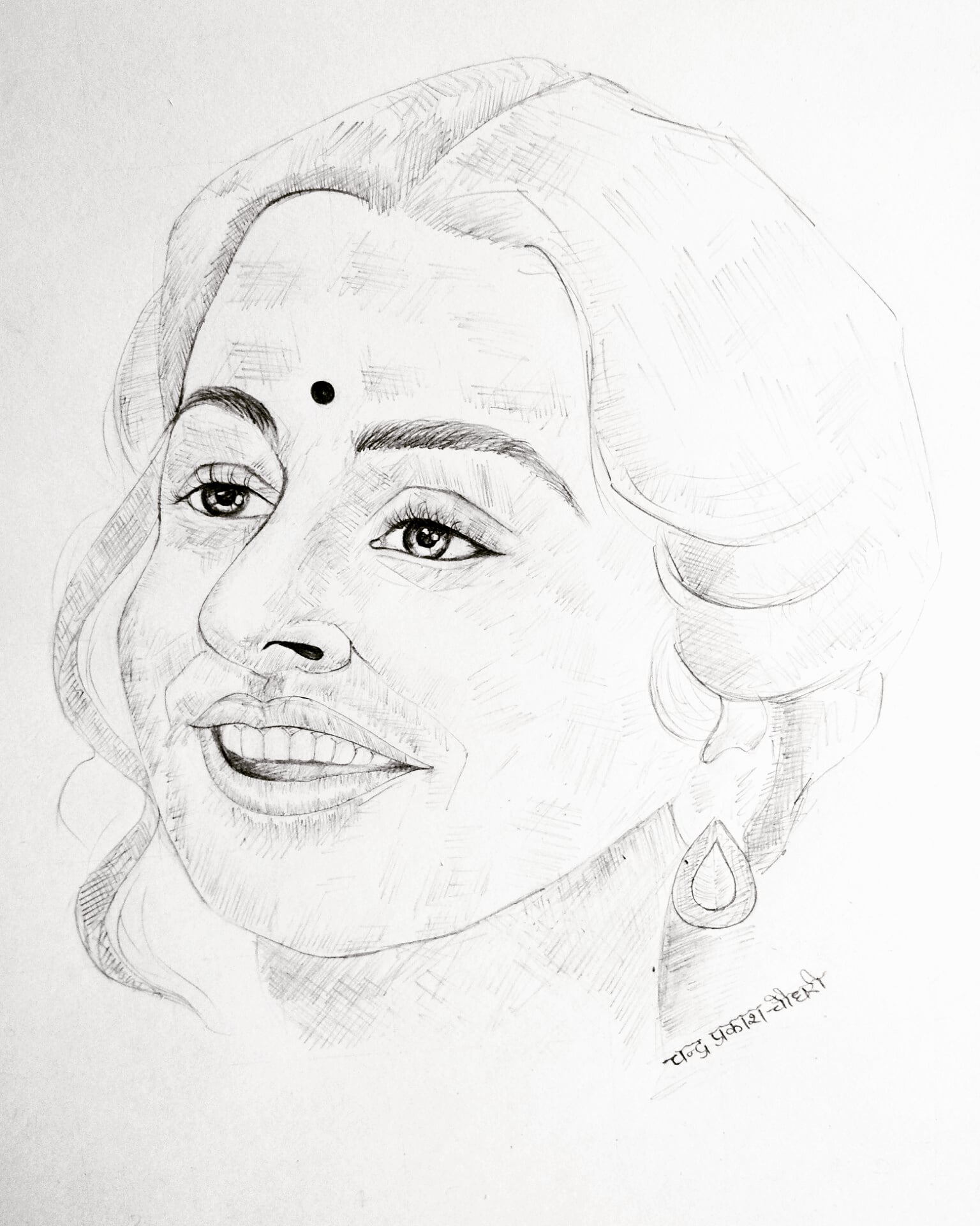 Simple Indian Girl Drawing