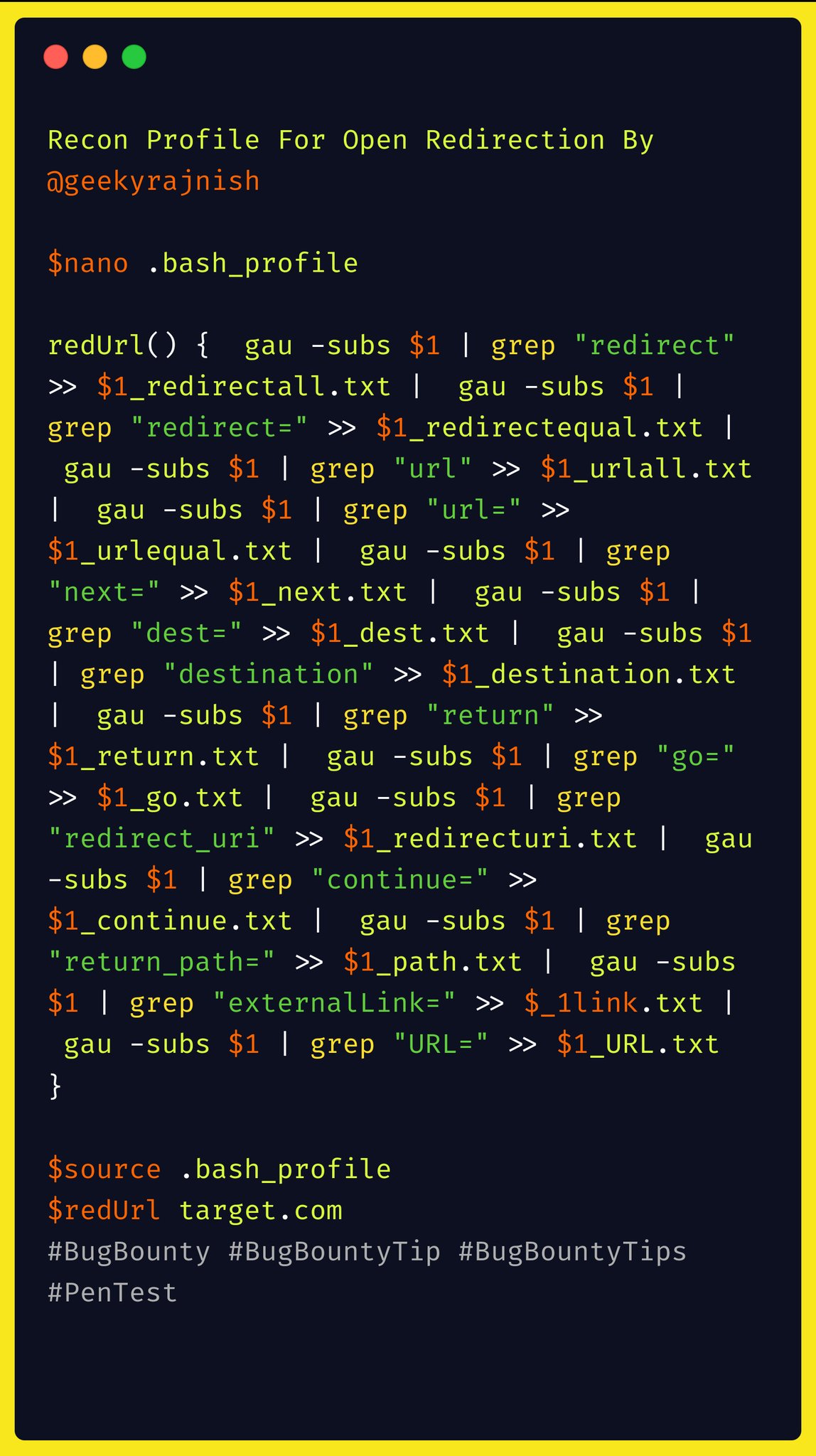 Rajnish Kumar Gupta 🇮🇳 on Twitter: "Recon Profile For Open Redirection https://t.co/P1lC47LSfQ ...